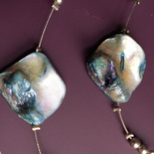 Blue Abalone Pearls Boho Station Necklace With Glass Beads, Tons of ...