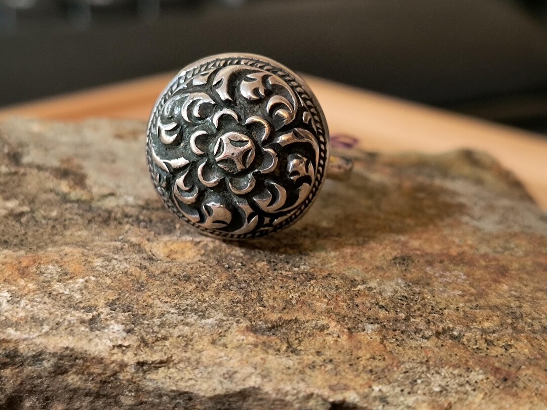 Vintage Hill Tribe Dome Ring With Ornate, Fine Repousse Metal Work ...