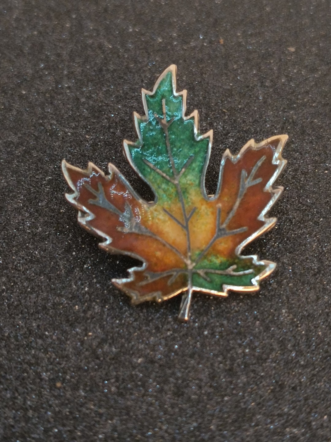 Antique Maple Leaf Pin in Sterling Silver With Bright Enamel, Lapel Pin ...