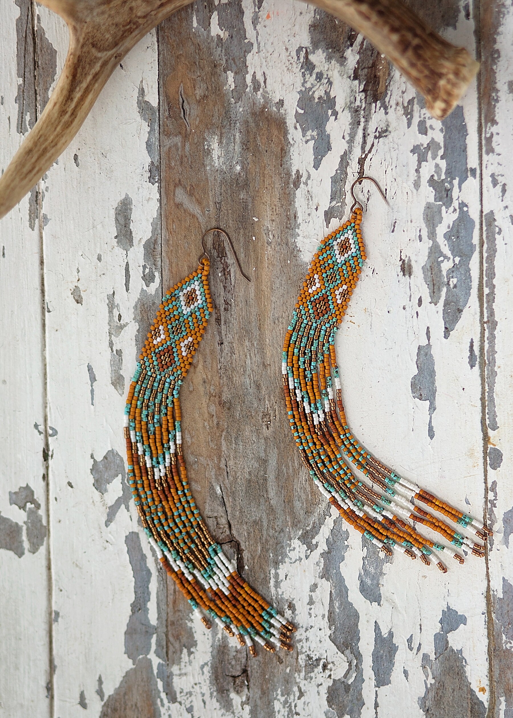 PERU Shoulder Dusters Beaded Fringe Earrings - Etsy
