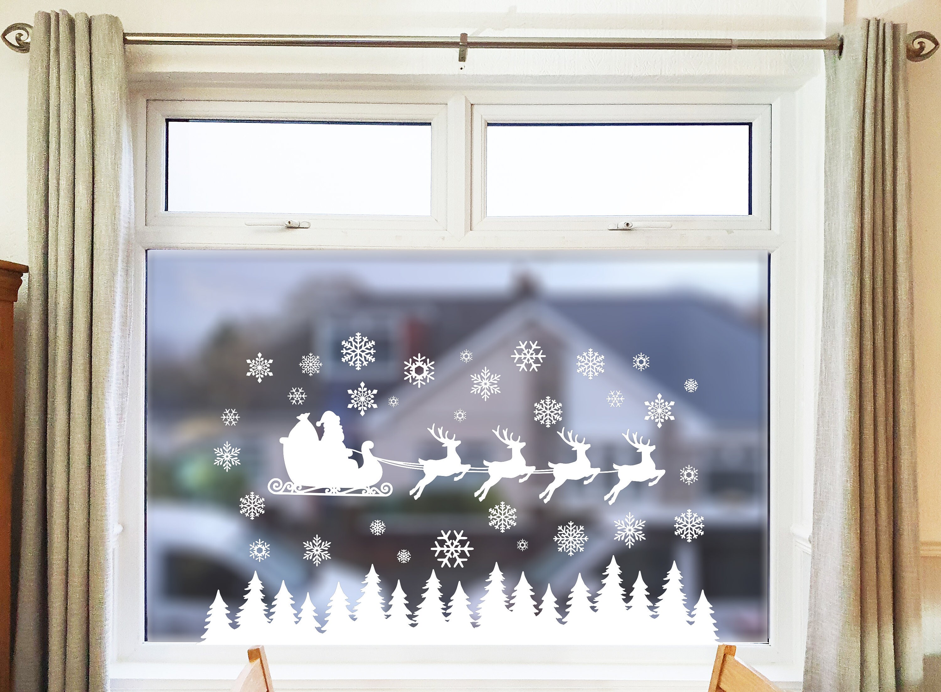 Christmas Window Decal Easy to Apply Santa's Sleigh - Etsy UK