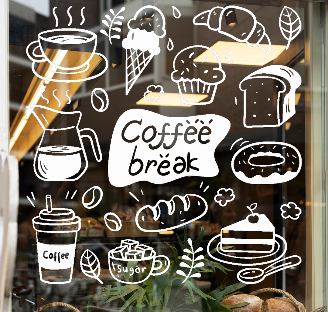 Coffee Shop Decal Commercial Decal Fresh Coffee Cafe Sign Window Decal ...