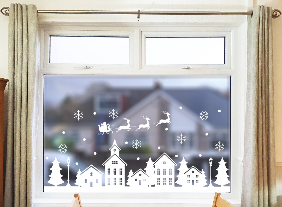 Christmas Window Decal Easy to Apply 4ft Wide Large Village Magical ...
