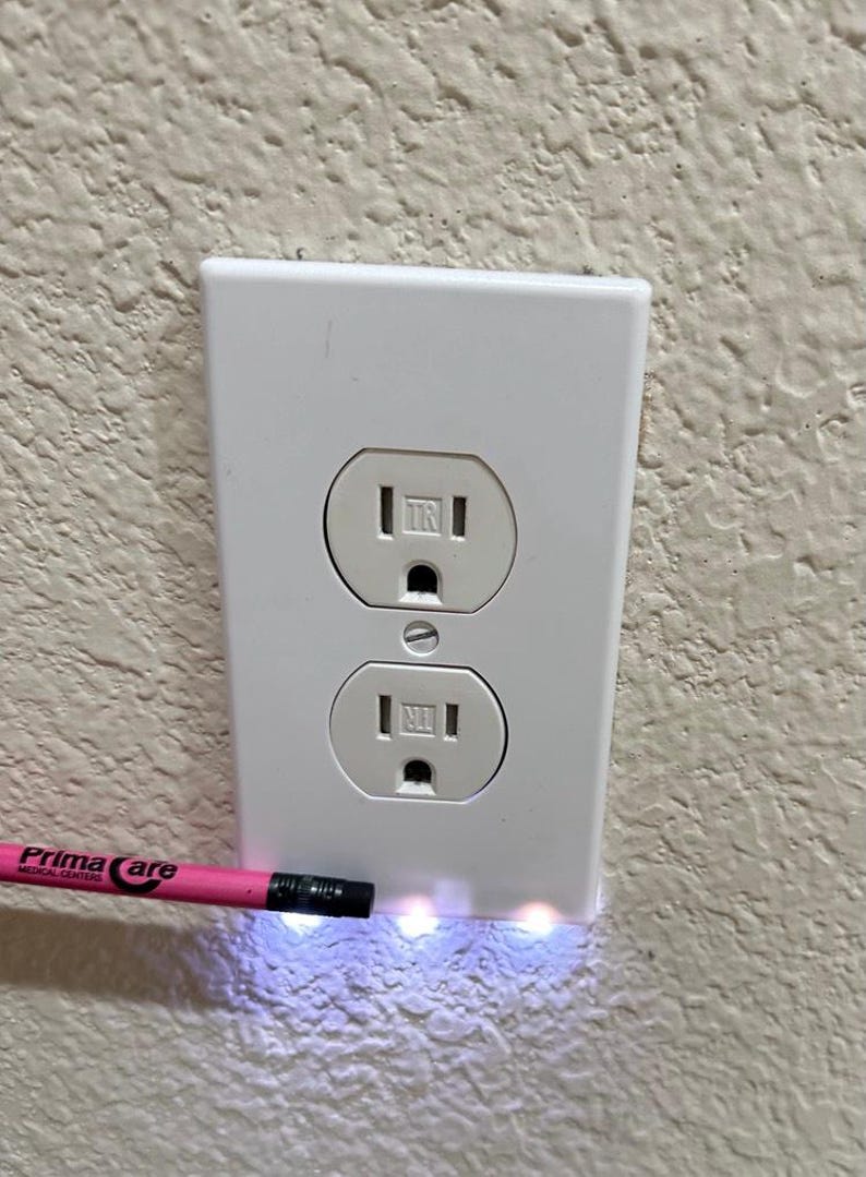 Wall Plate Outlet Cover Built-in LED Light Rounded - 5 Pack - Etsy