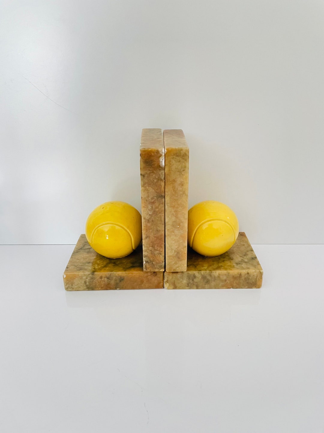 Vintage Italian Alabaster Tennis Ball Bookends - Etsy