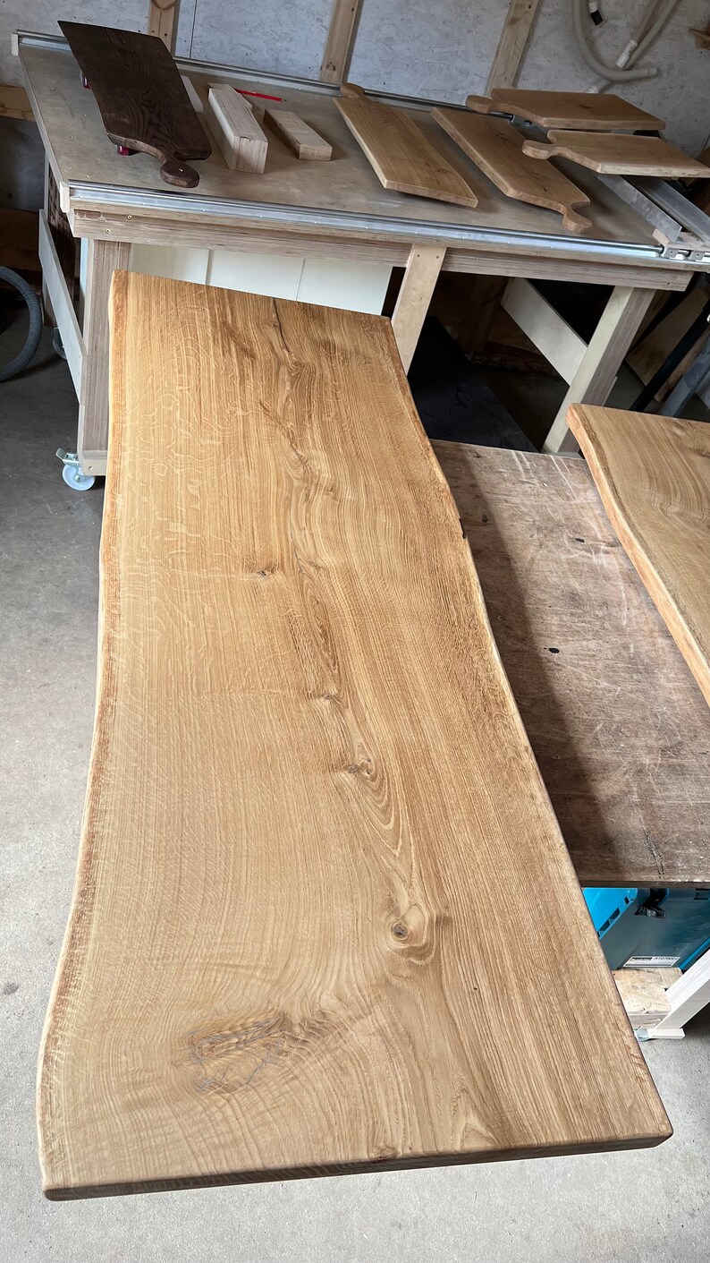 160 X 60cm Solid Oak Table, Live Edges, Hairpin Legs. Oak Desktop ...