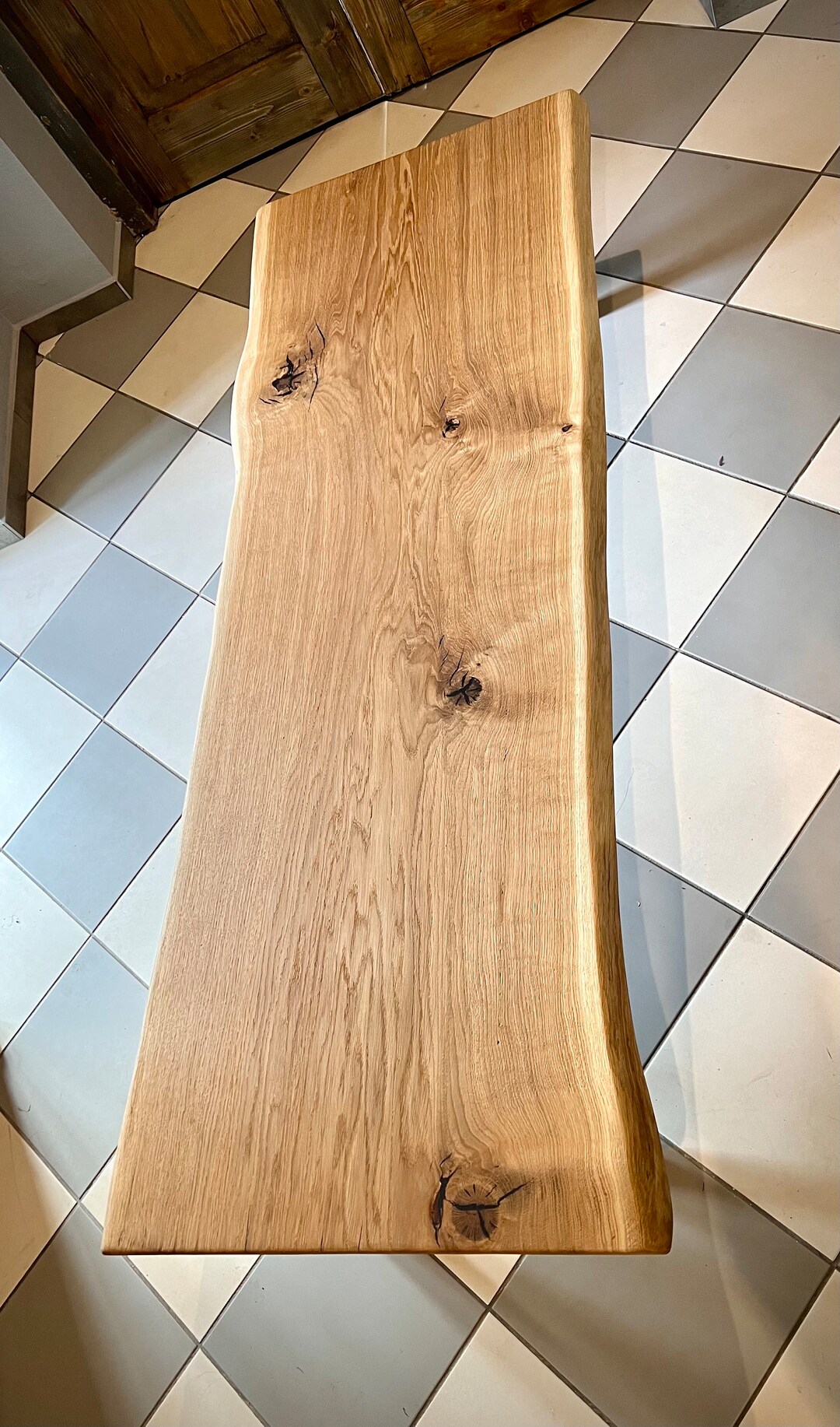 169,5 X58-66 Cm Wide Solid Oak Table Top, Live Edge European White Oak ...