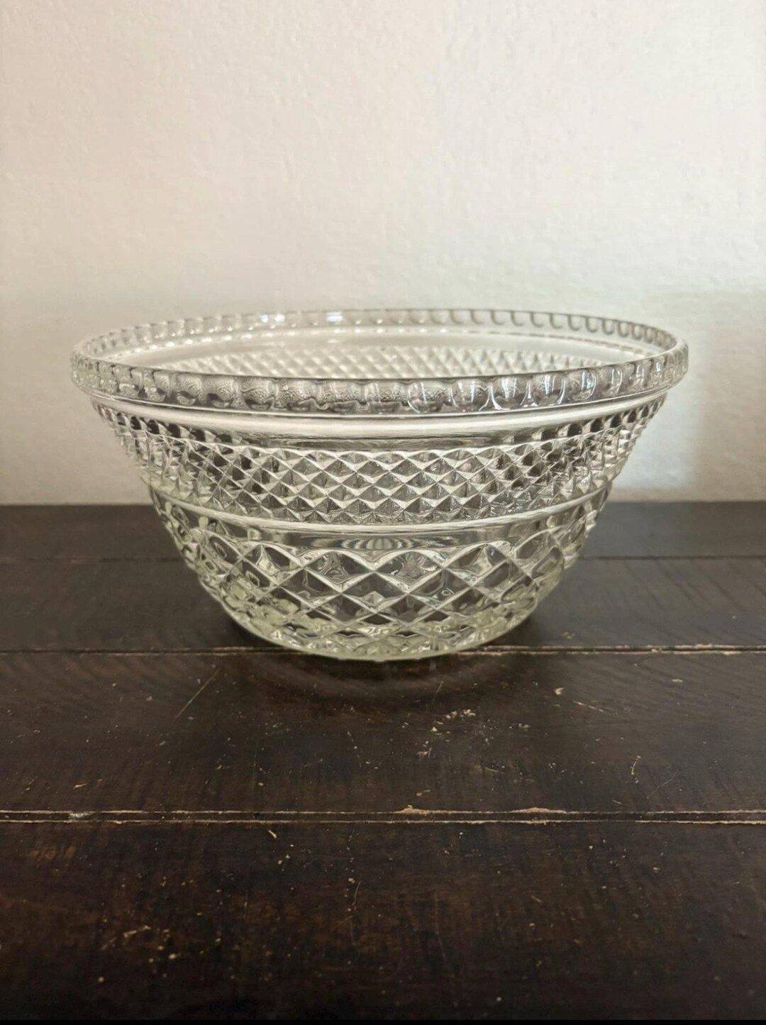 Vintage Anchor Hocking Wexford Diamond Cut 9.5" Salad Bowl - Etsy