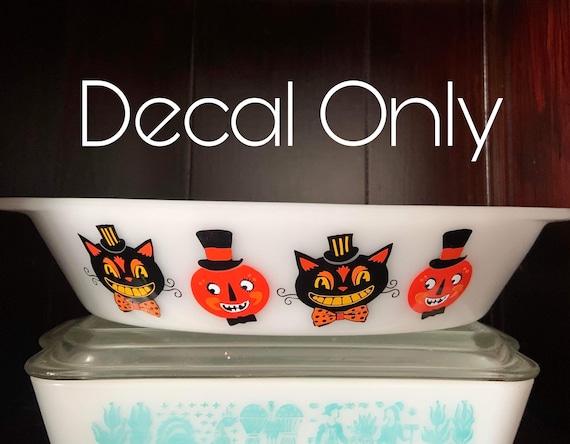 Vintage Inspired Cat and Jack Olantern Pyrex Decal - Etsy