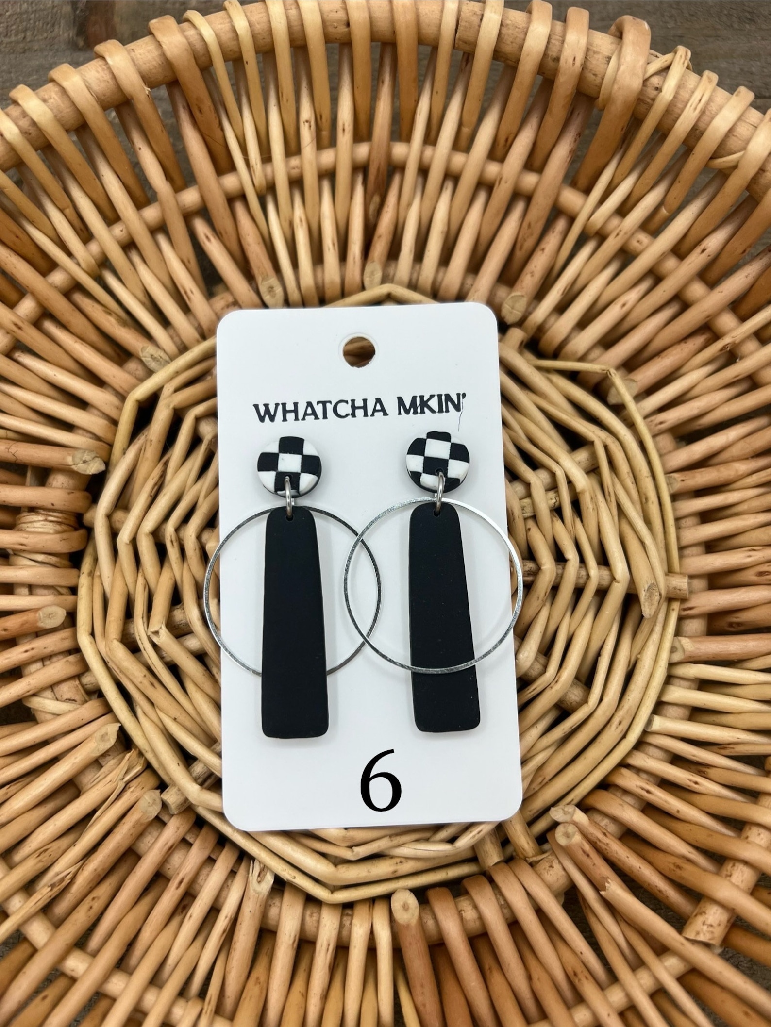 Black and White Checkered Earrings Statement Earrings Handmade Polymer Clay Earrings Simple ...