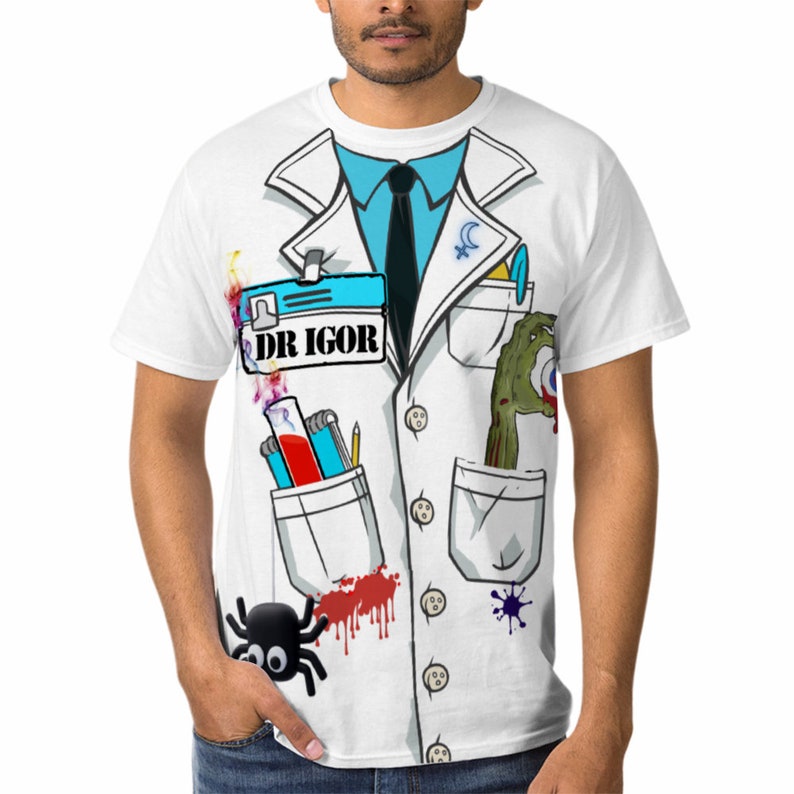 Funny Halloween Mad Scientist Lab Coat T-shirt, Halloween Science ...