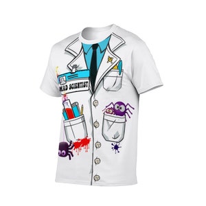 Funny Halloween Cute Mad Scientist Lab Coat T-shirt, Halloween Science ...