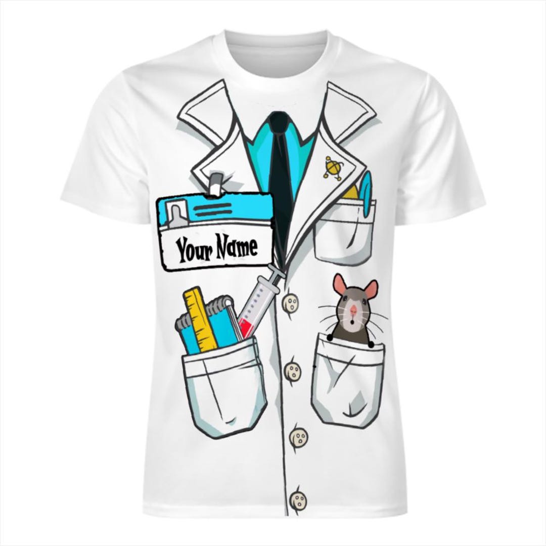 Customisable Mad Scientist Lab Tech Name Tag White Lab Coat Funny ...