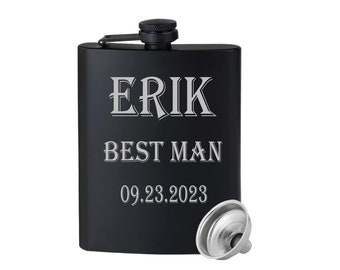 Engraved Flask Personalized Black Flask Groomsman Flask - Etsy