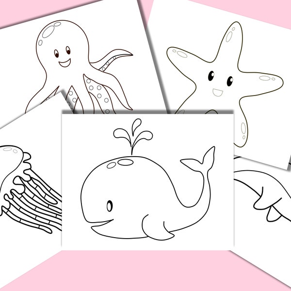 Ocean Animal Coloring - Etsy