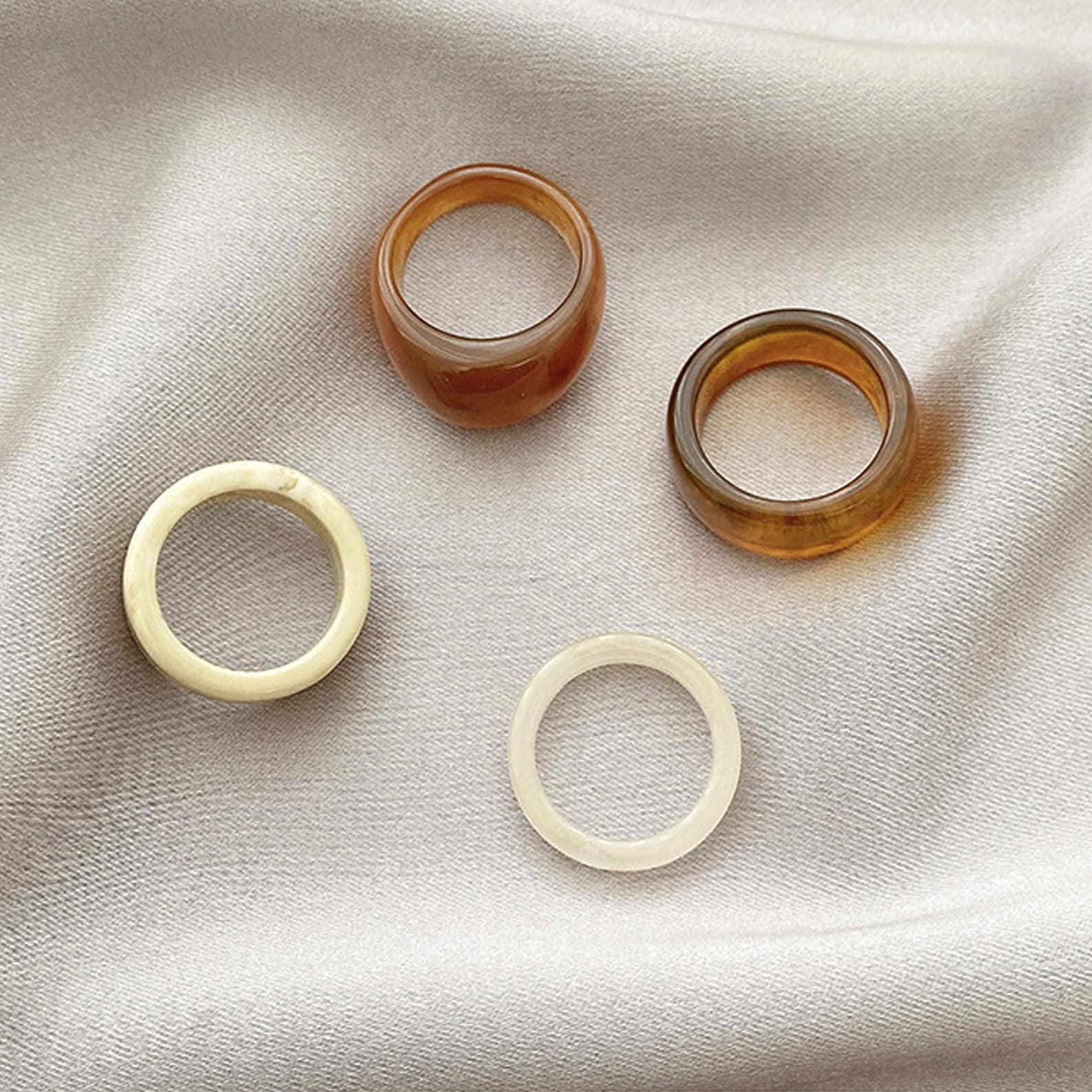 Retro Candy Color Ring, Acrylic Rings Set, Design Sense Ring for Women ...