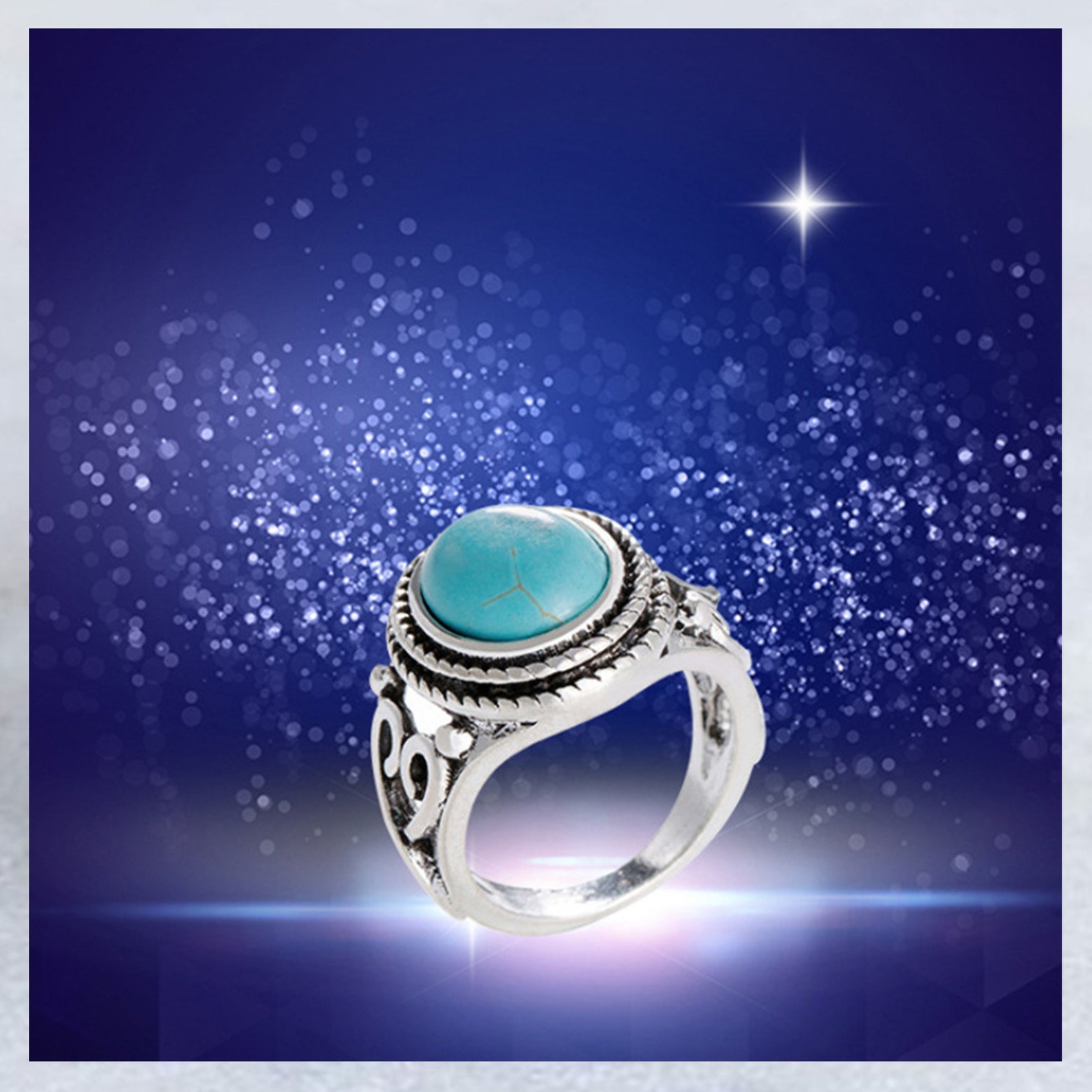 Vintage anillo turquesa de piedra preciosa natural para - Etsy España