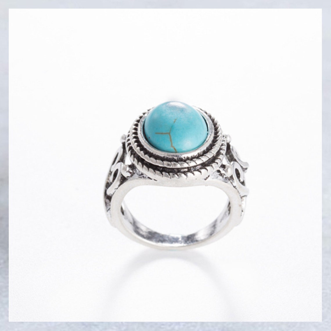 Vintage anillo turquesa de piedra preciosa natural para - Etsy España