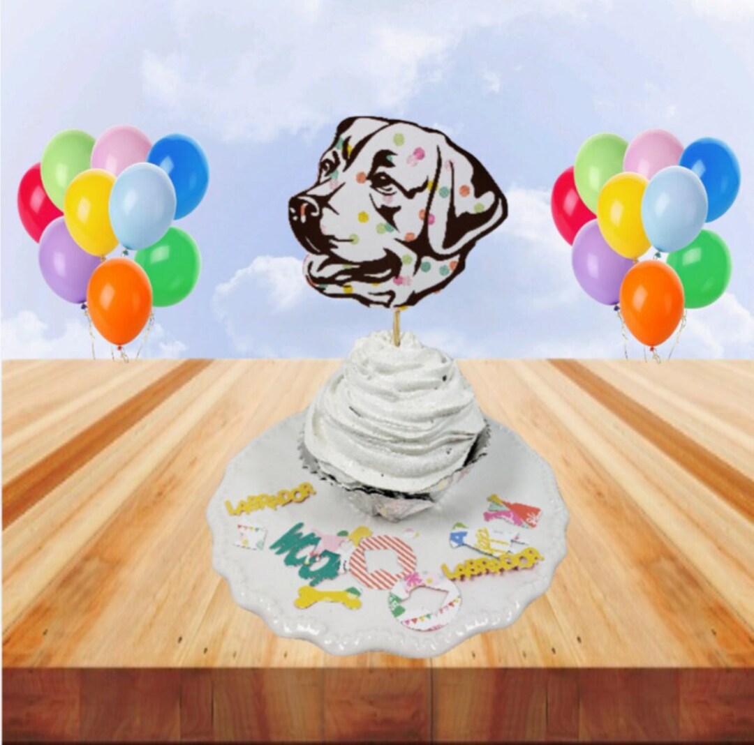 Labrador Confetti, Labrador Cupcake Toppers, Lab Dog Party, Dog Party ...