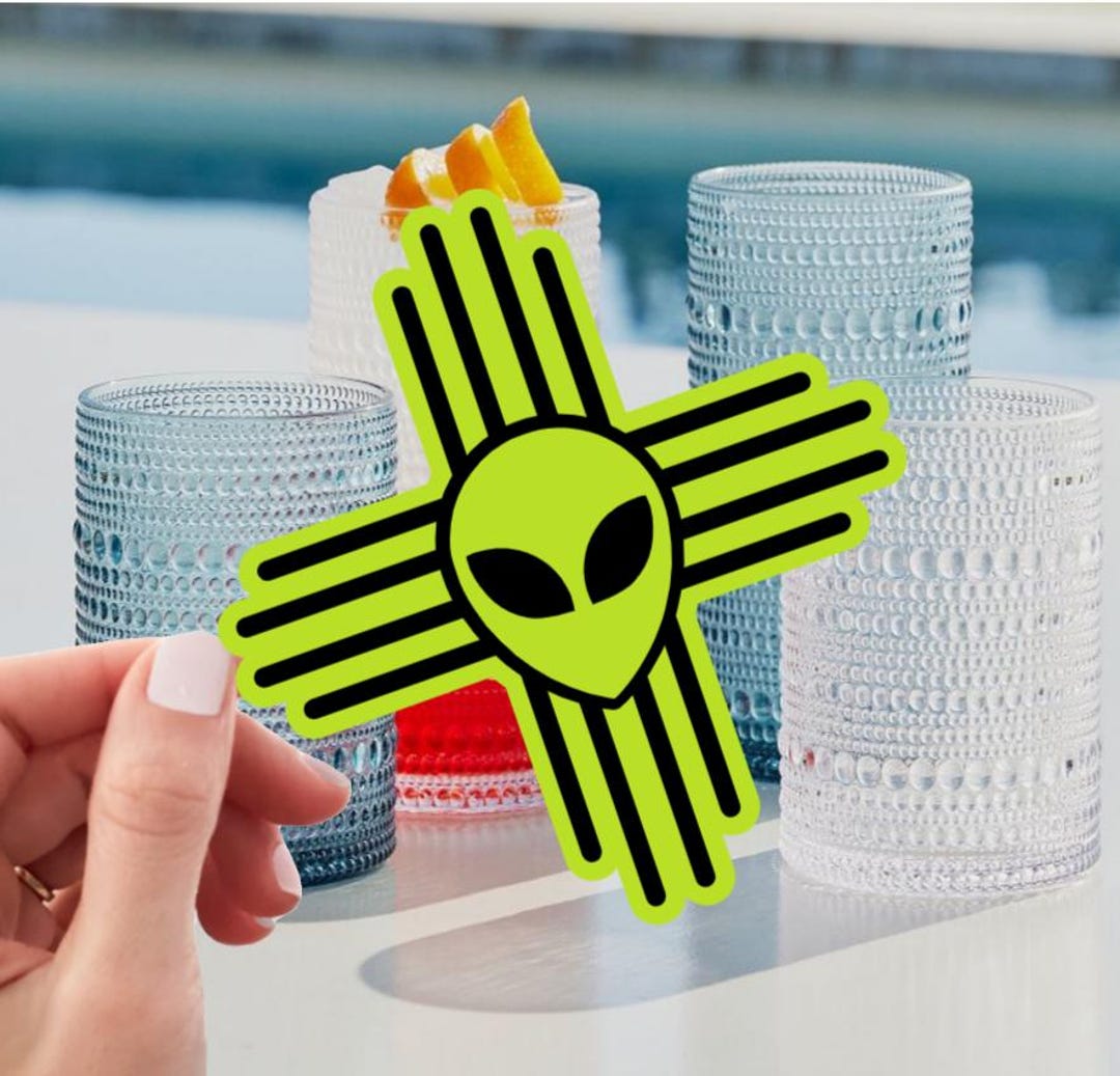 New Mexico Zia Alien Sticker, Glossy or Matte Finish, Variety of Sizes ...