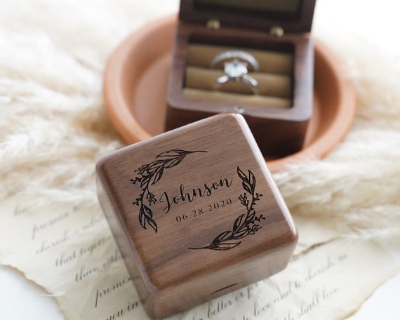 Engraved Wooden Ring Box Anniversary Gift Engagement Ring - Etsy