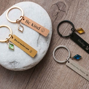 Monogram Key Chain for Men Custom Metal Keychain, Charm Stainless Steel ...