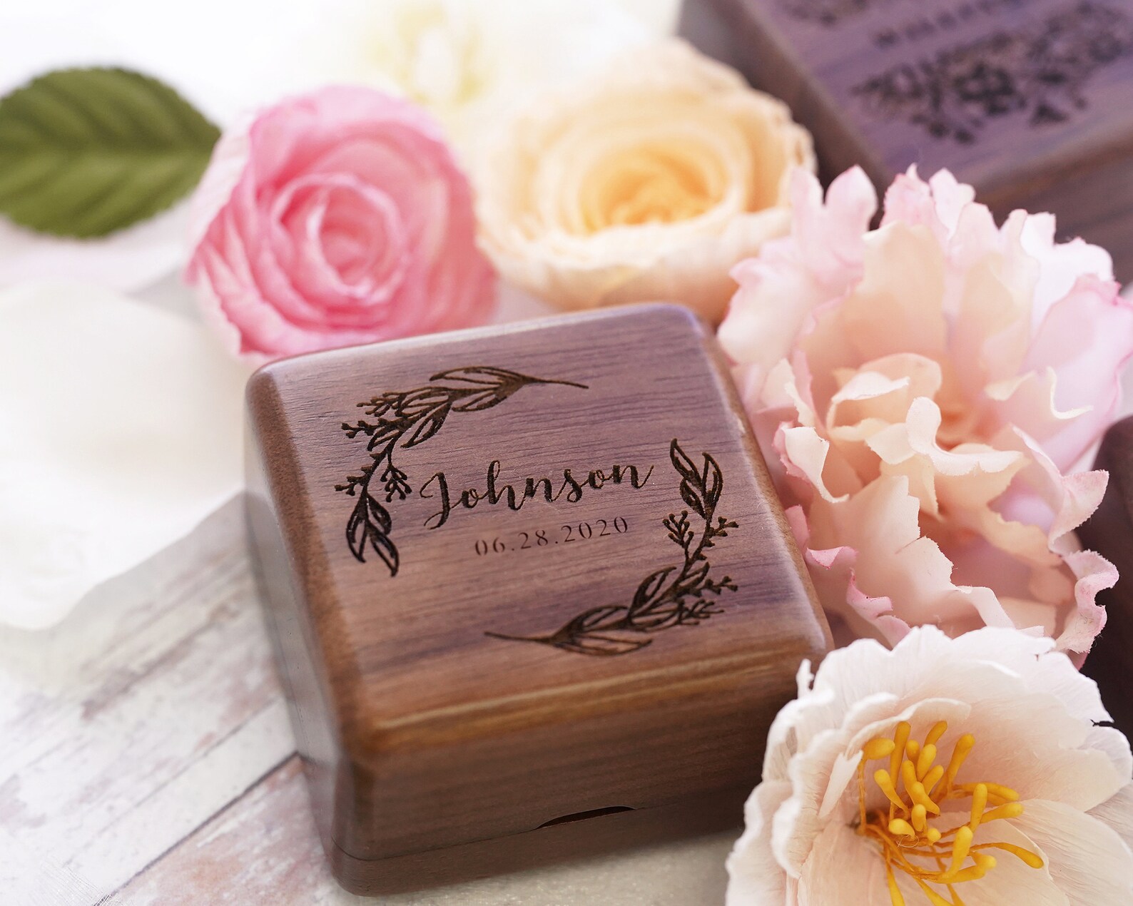 Wedding Ring Box Personalized Ring Box Ring Bearer Square | Etsy