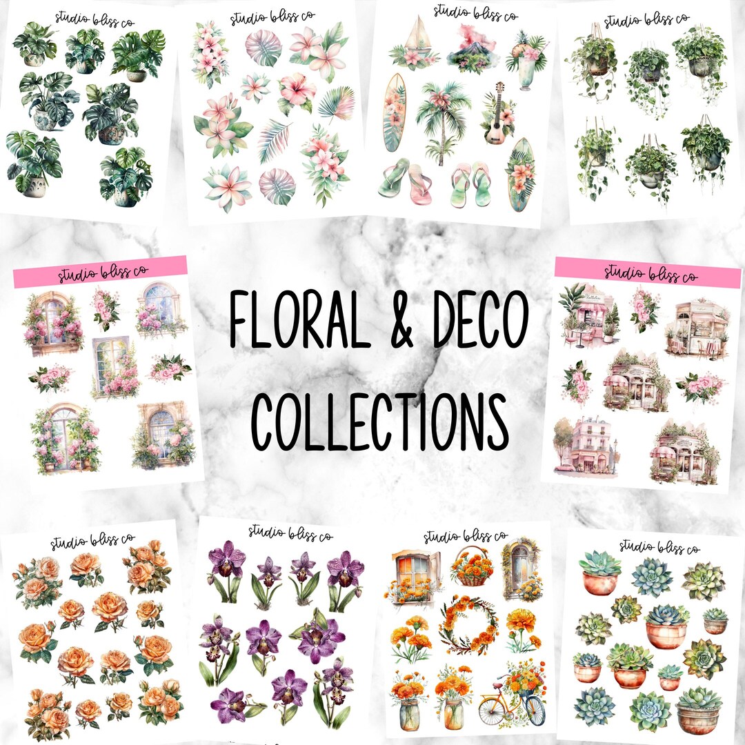 Transparent Planner Stickers, Decorative Stickers, Floral Stickers ...
