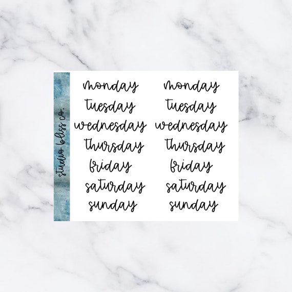 Planner Stickers Days of the Week Large Script Farm | Etsy