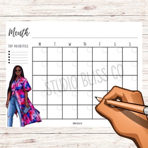 Undated Monthly Calendar | Printable | Digital Download | Monday Start ...