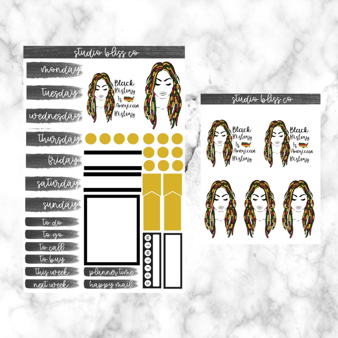 Planner Stickers, Weekly Mini Kit, Doll Stickers, Juneteenth American ...