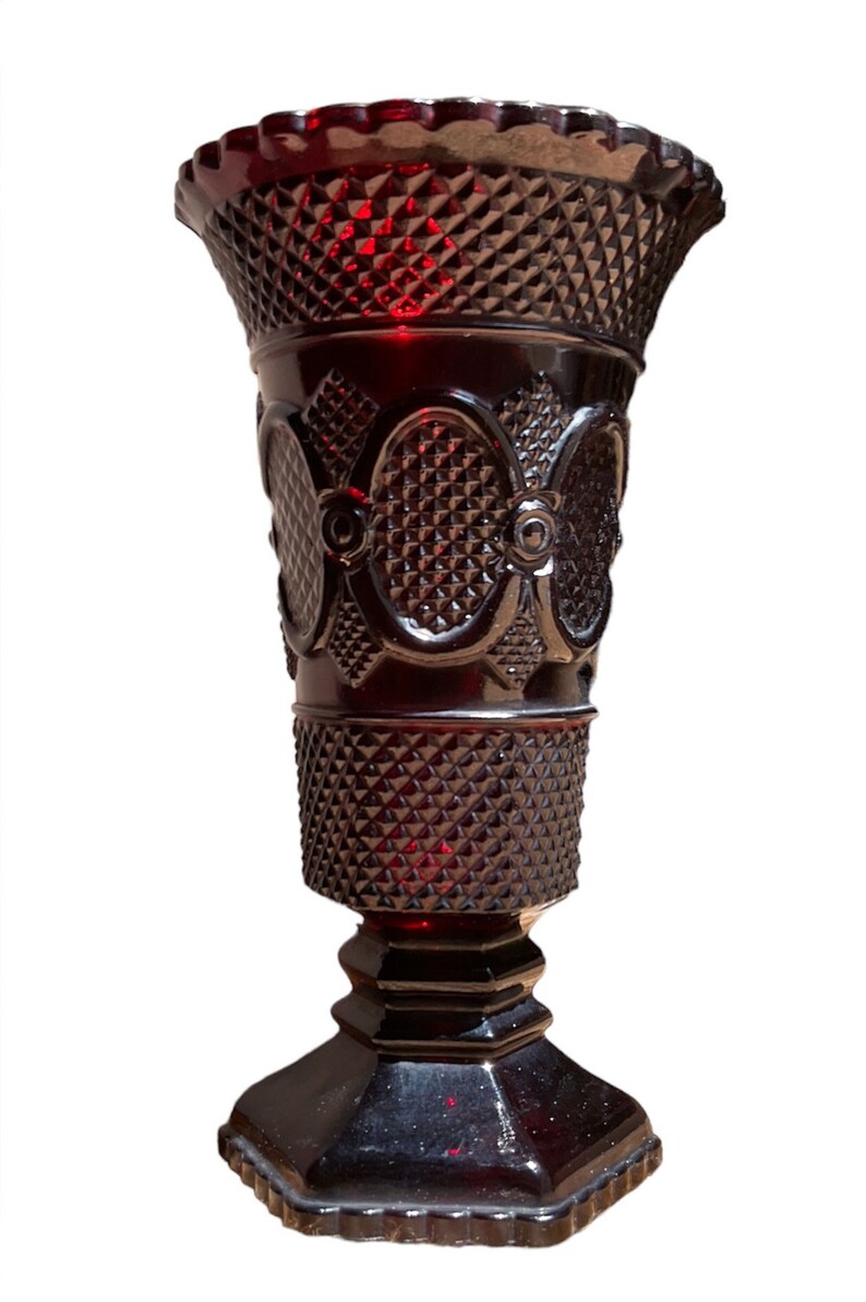 Vintage Avon Glass Vase Cape Cod Ruby Red - Etsy