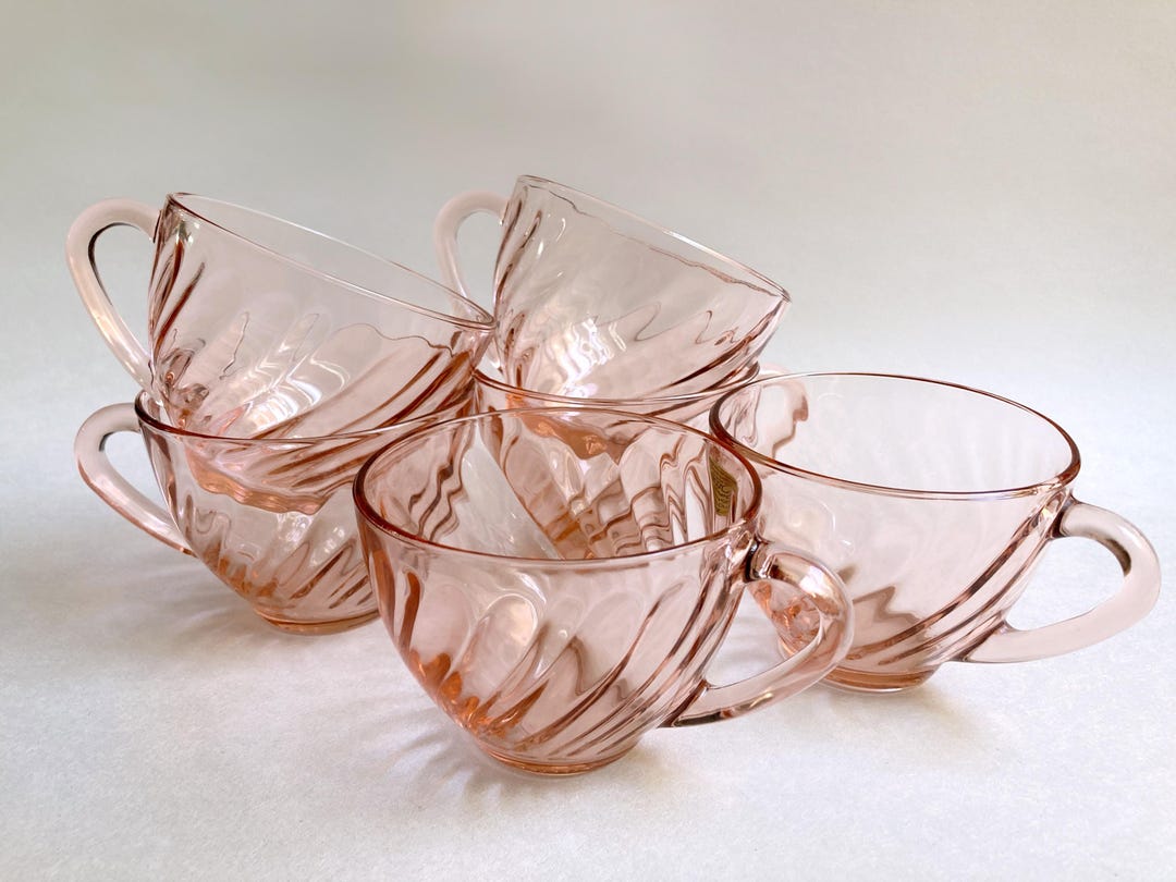 Vintage Arcoroc France Rosaline Pink Swirl Glass Cups Set of 6 - Etsy
