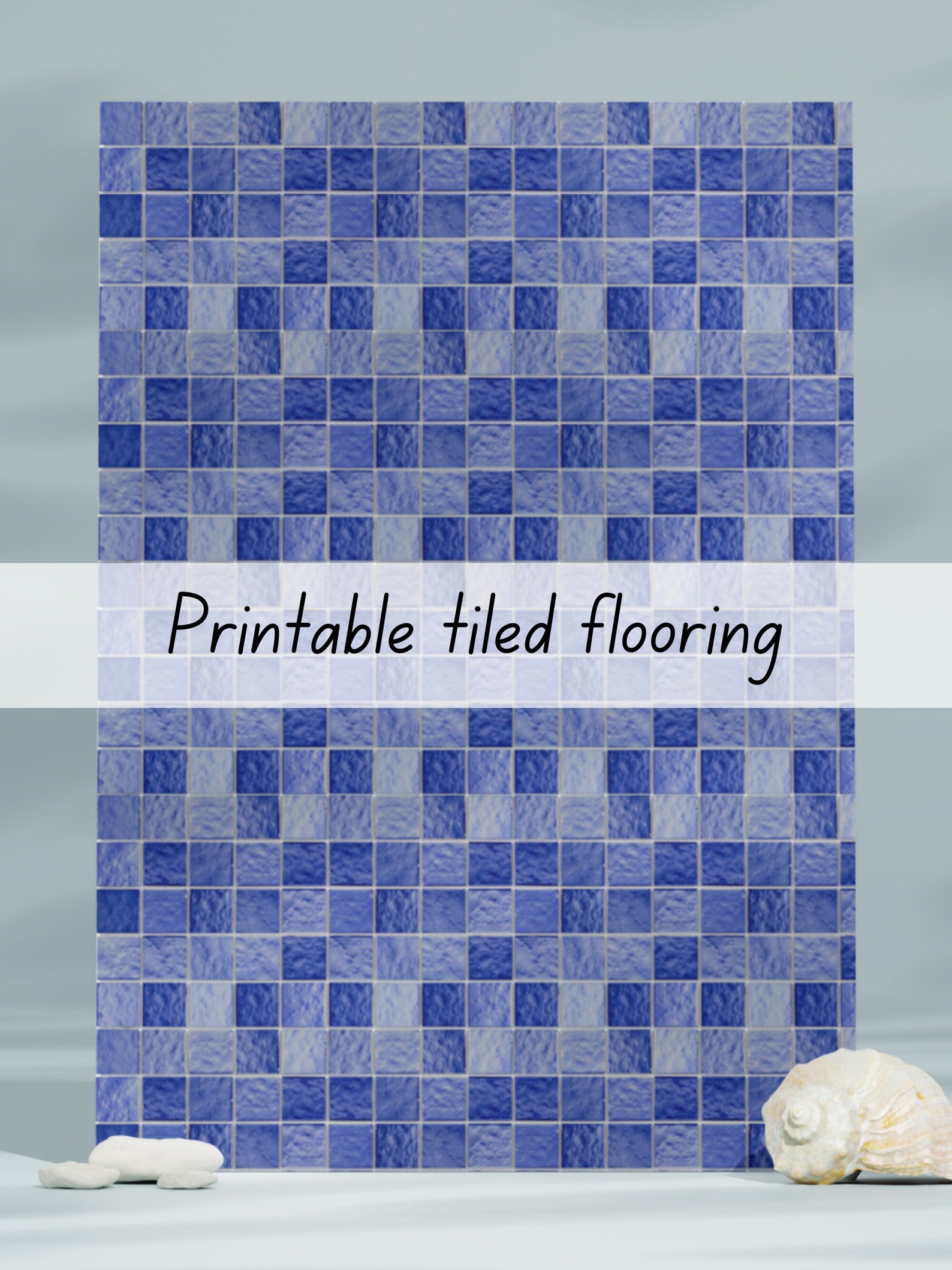 Tiled Dollhouse Bathroom Kitchen Blue 1-6 & 1-12 Scale Printable ...