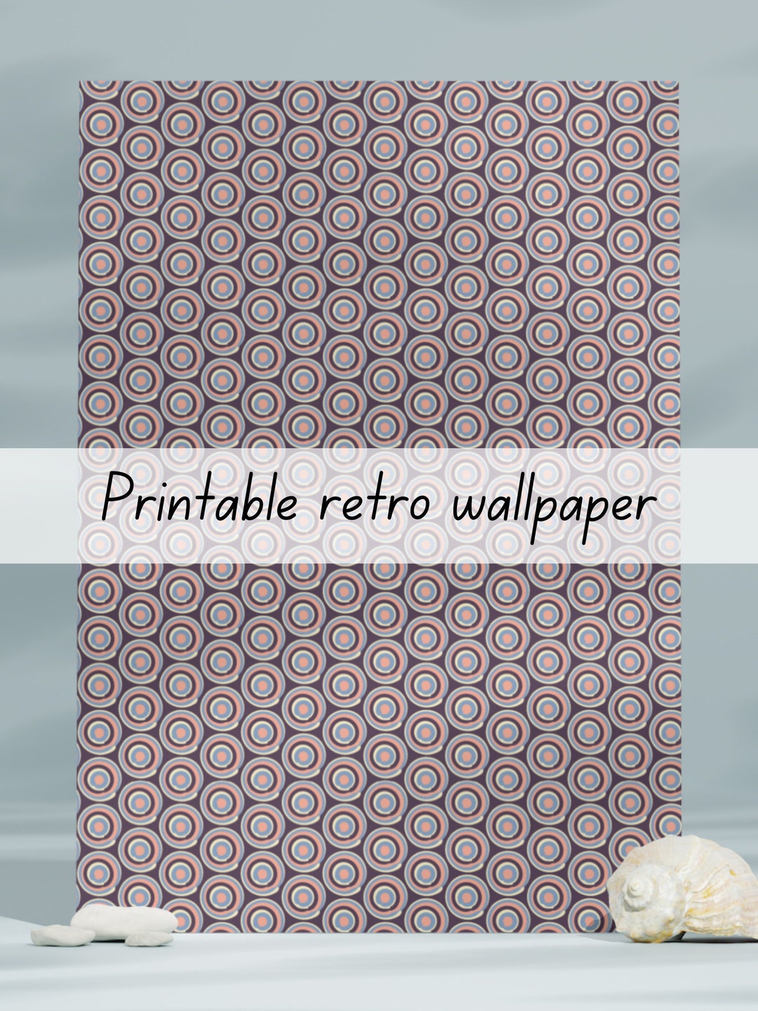 Retro Vintage Circles Dollhouse Wallpaper 1-6 & 1-12 Scale Printable ...