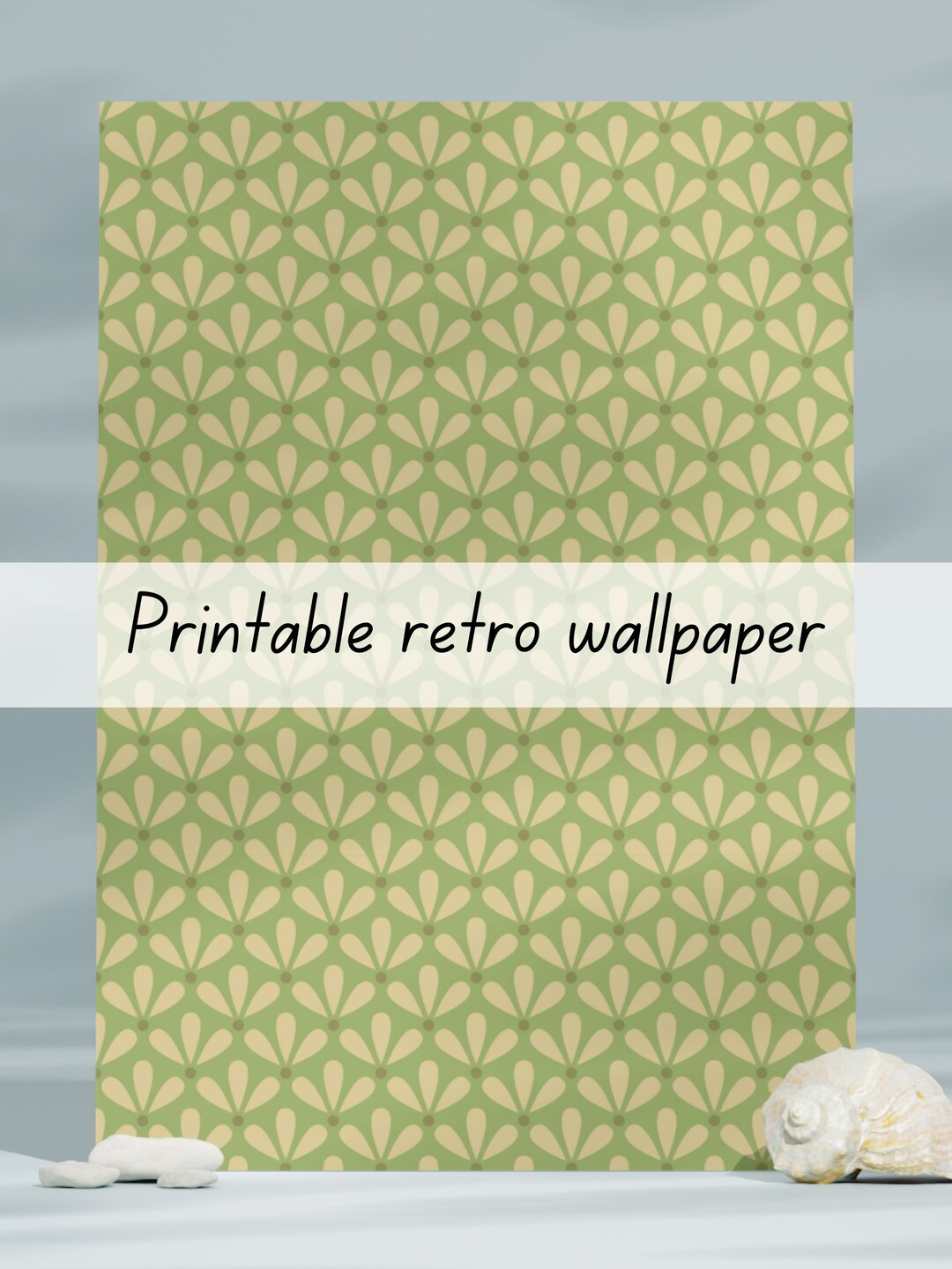 Retro Flower Green Dollhouse Wallpaper 1:6 Scale Printable Download - Etsy