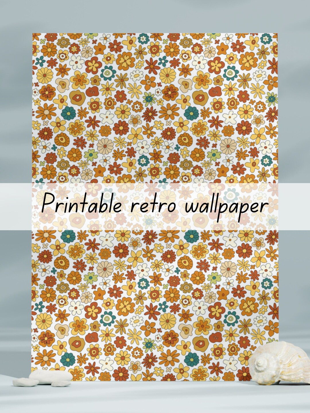Retro Colourful Flower Dollhouse Wallpaper 1:6 Scale Printable Download ...