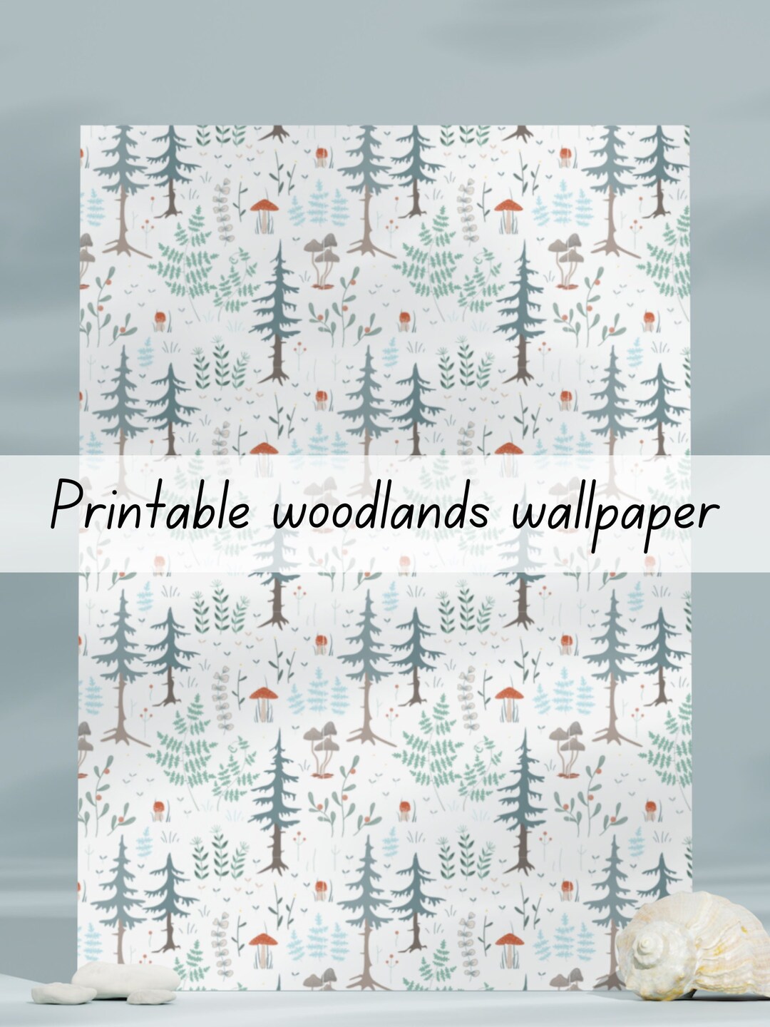 Woodlands Trees Dollhouse Nursery Wallpaper 1-6 & 1-12 Scale Printable ...
