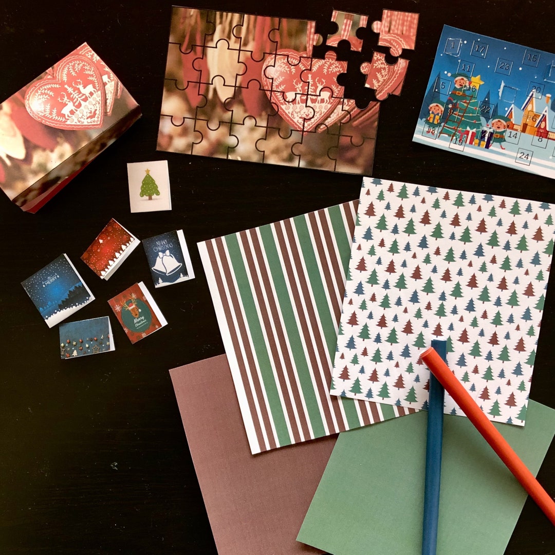 Modern Christmas Wrapping Paper Puzzle and Cards Set Modern - Etsy