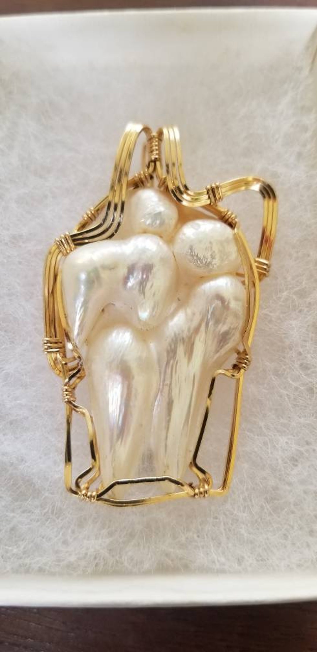 Blister Pearl Cluster Hand Wrapped in 14kgf Wire. - Etsy