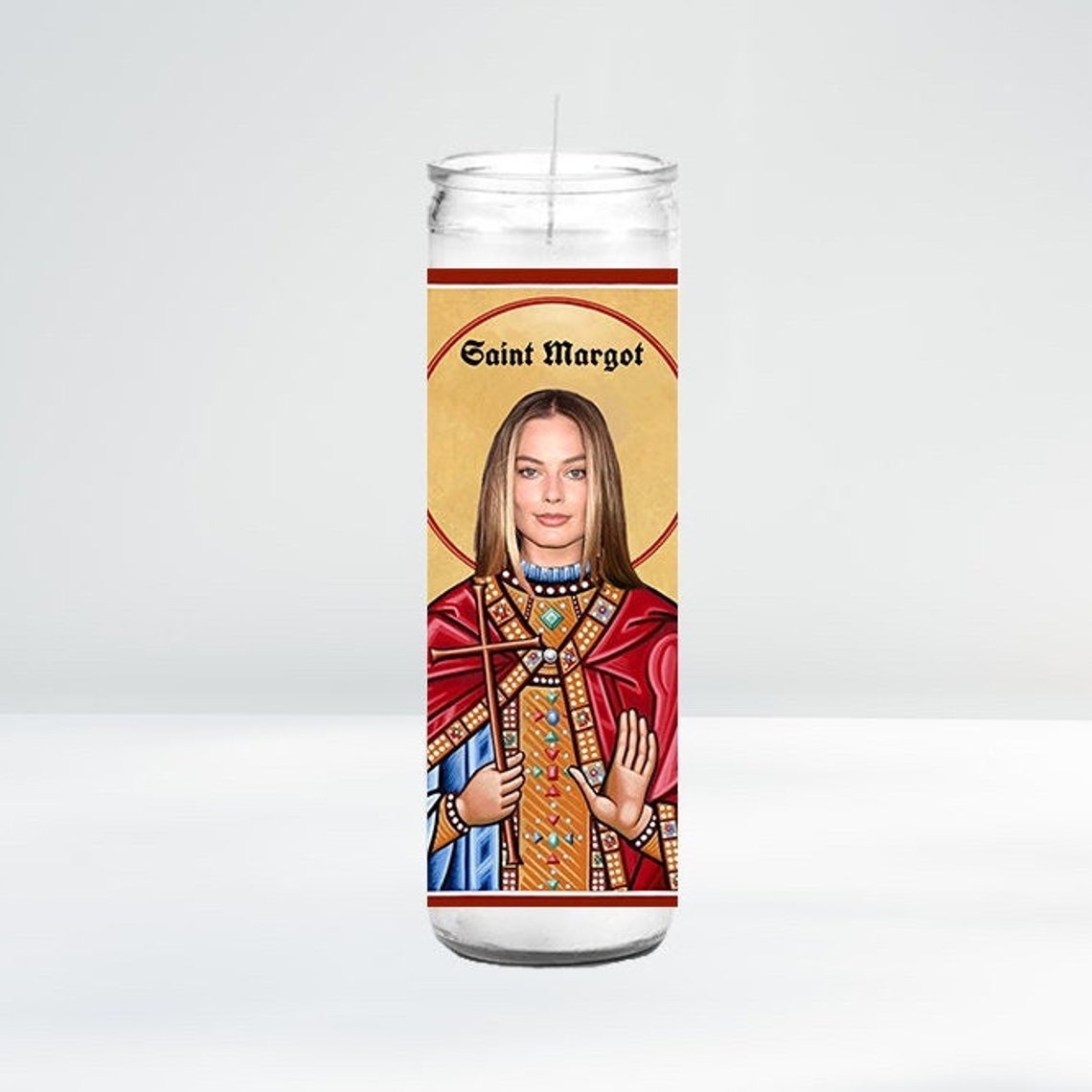 Saint Margot Robbie Celebrity Prayer Candle 8 Unscented Funny Gift Idea ...