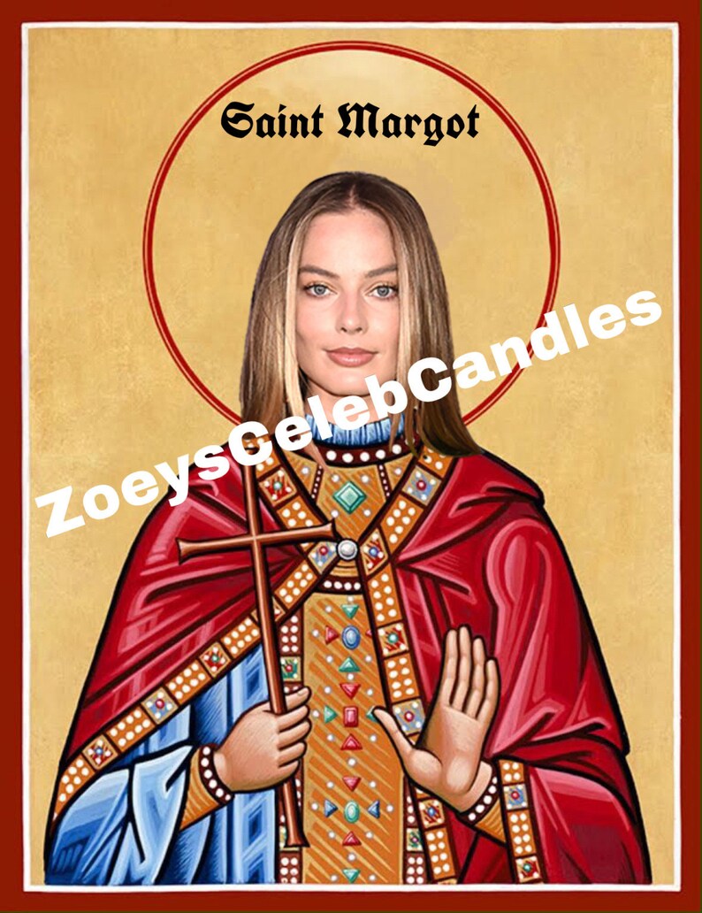 Saint Margot Robbie Celebrity Prayer Candle 8 Unscented Funny Gift Idea ...