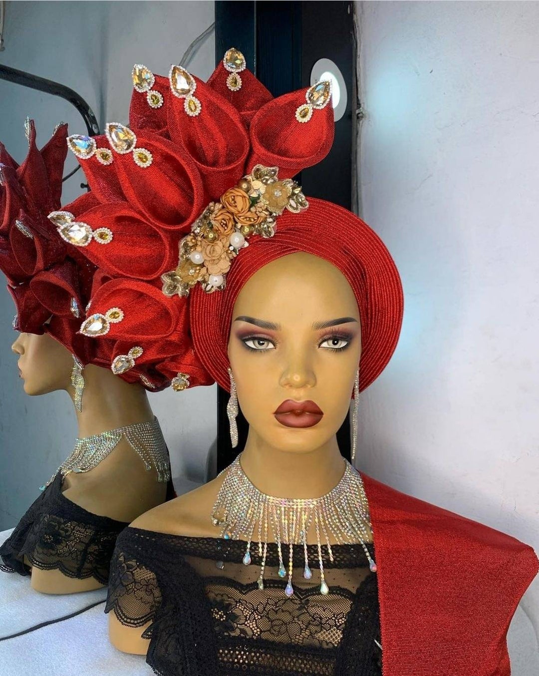 Turban Auto Gele,asooke,ready to Wear Headgear,fabric Autogele, Pte ...