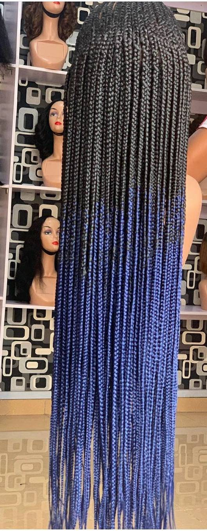 Braided Wigcornrow Wig Box Braided Wig Ombre Wigs Passion Etsy
