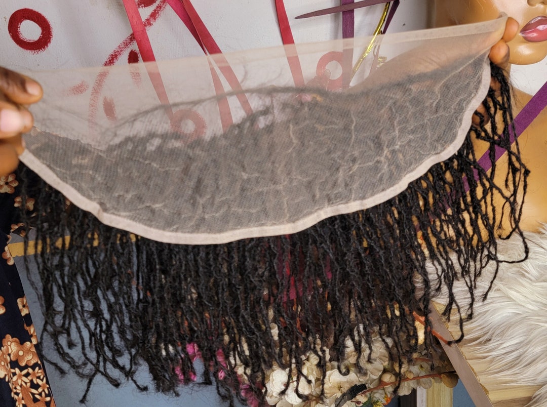 8 Inches Human Hair Sister Locks Frontal.0.2cm Front Lace Small Loc ...