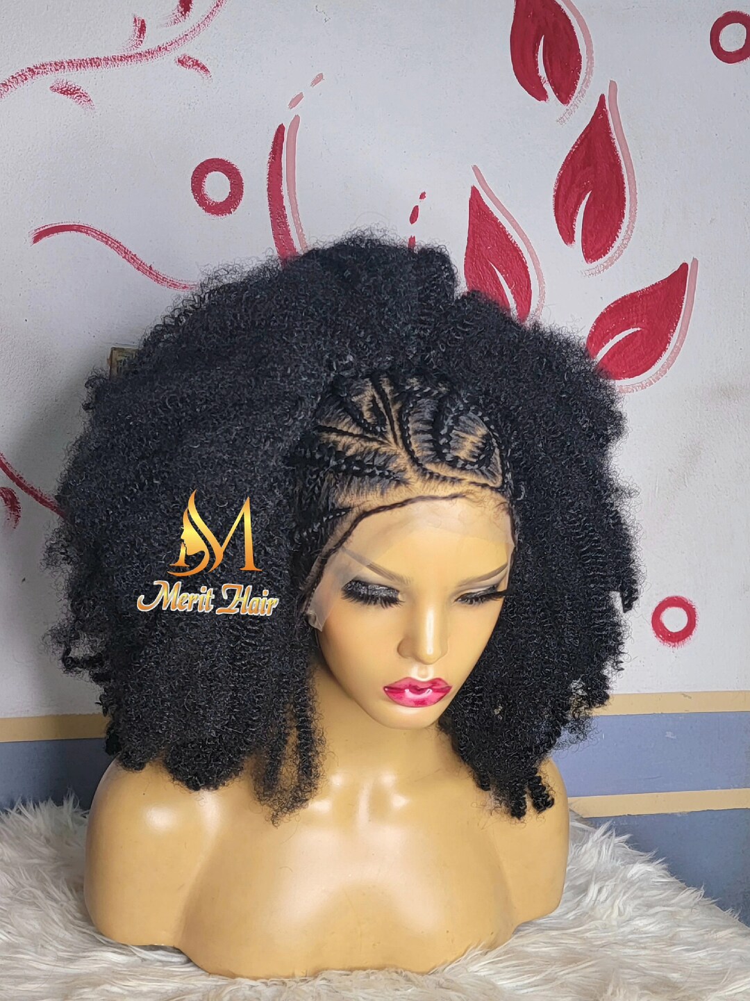 Fulllace Kinky Afro Braided Wig Lace Front Wig Cornrow Wig Faux Locs