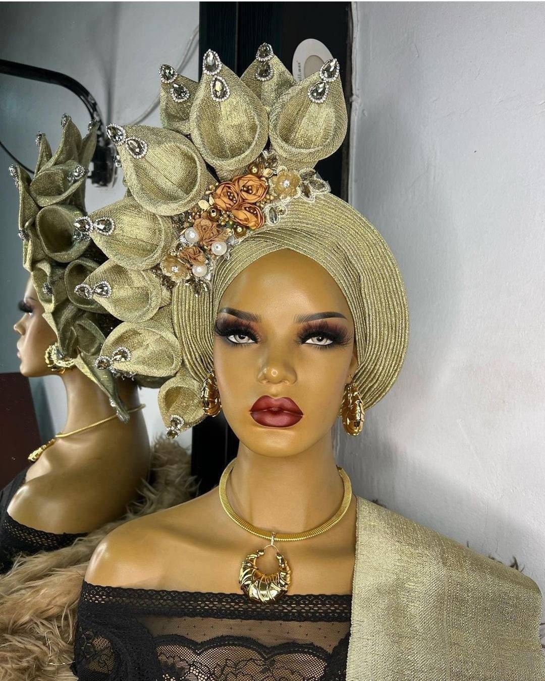 Turban Auto Gele,asooke,ready to Wear Headgear,fabric Autogele, Pte ...