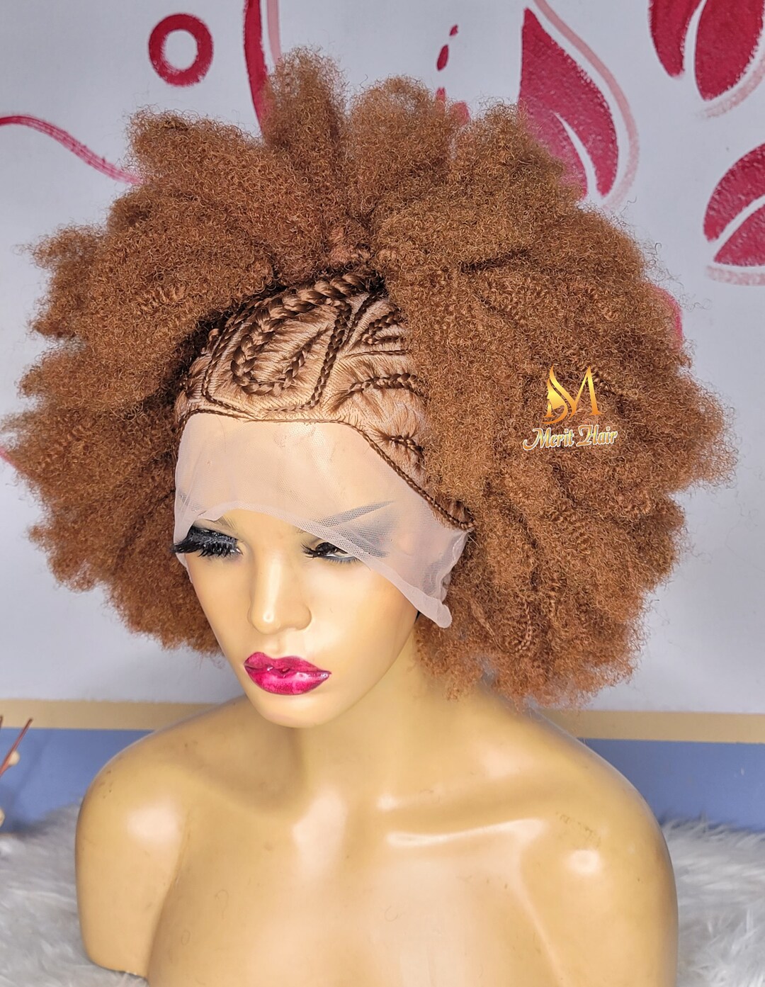 Fulllace Afro Braided Wig Lace Front Wig Cornrow Wig Faux Locs Wig