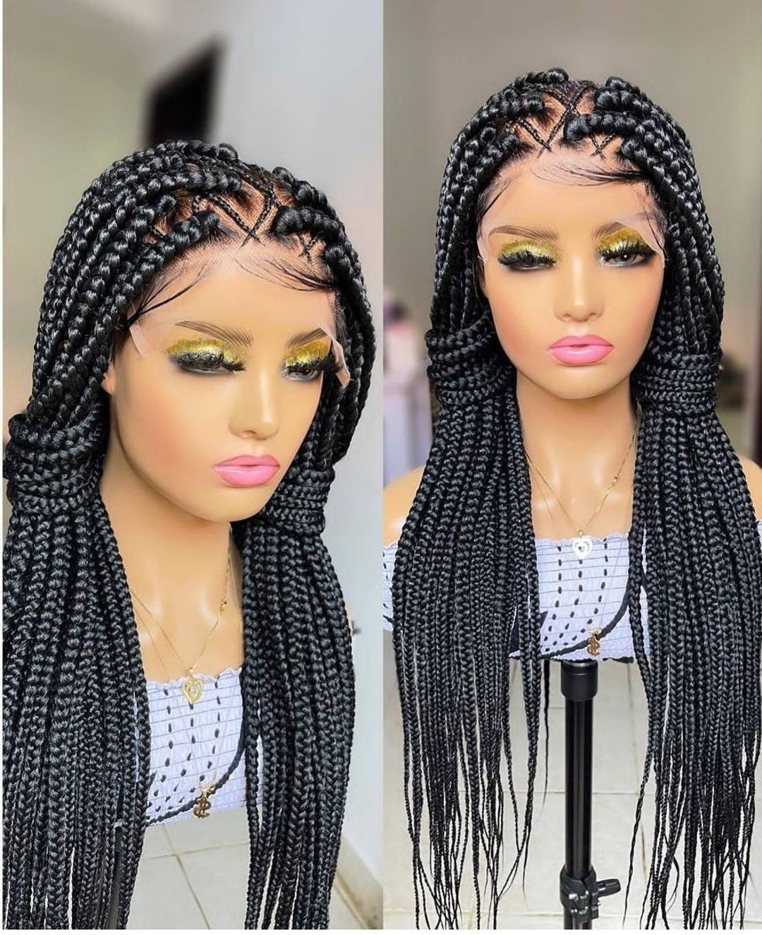 Braided Wig,cornrow Wig Box Braided Wig Ombre Wigs Passion Twists Wig ...