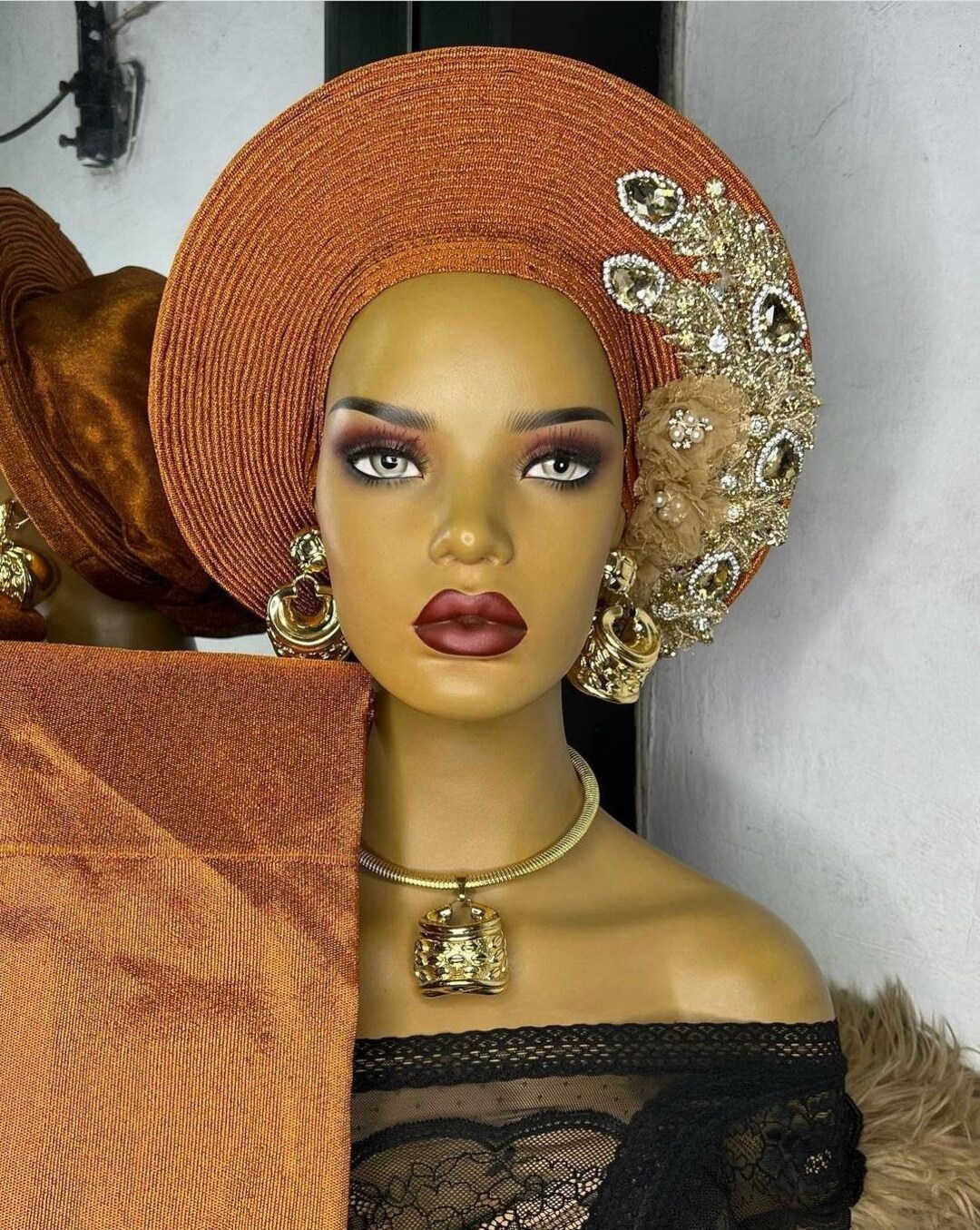 Auto Gele,asooke,ready to Wear Headgear,fabric Autogele, Pte-tied ...